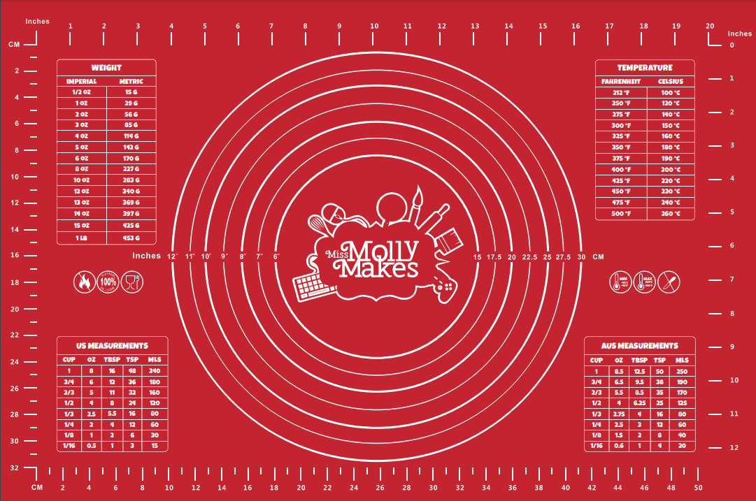 The 'Makers Measurement Mat' Silicone Mat - Miss Molly Makes Brownies
